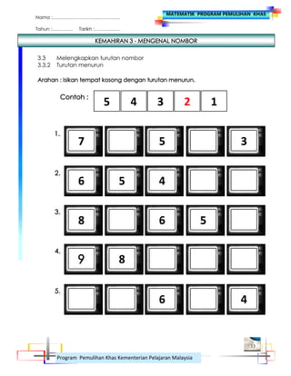 LEMBARAN KERJA MATEMATIK PEMULIHAN KHAS | PDF