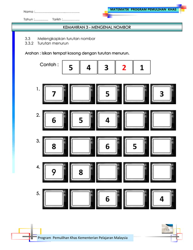 Lembaran Kerja Matematik Pemulihan Khas Pdf