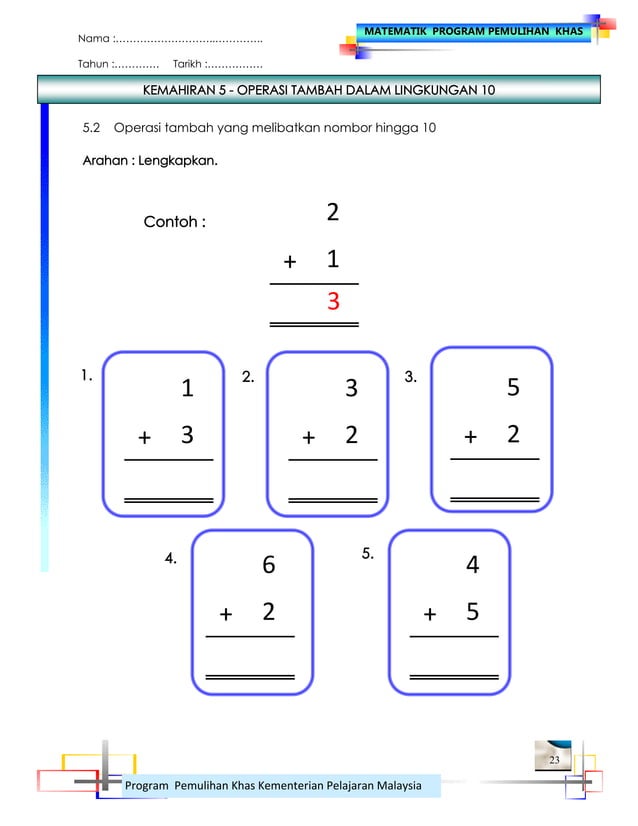 Lembaran Kerja Matematik Pemulihan Khas Pdf