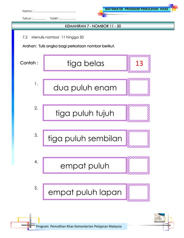 Lembaran Kerja Matematik Pemulihan Khas Pdf