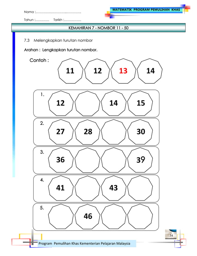 Lembaran Kerja Matematik Pemulihan Khas Pdf