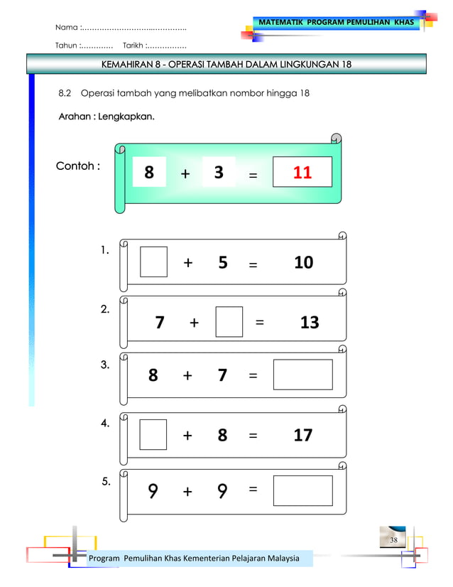 Lembaran Kerja Matematik Pemulihan Khas Pdf