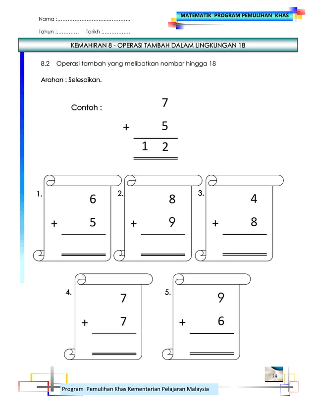Lembaran Kerja Matematik Pemulihan Khas Pdf