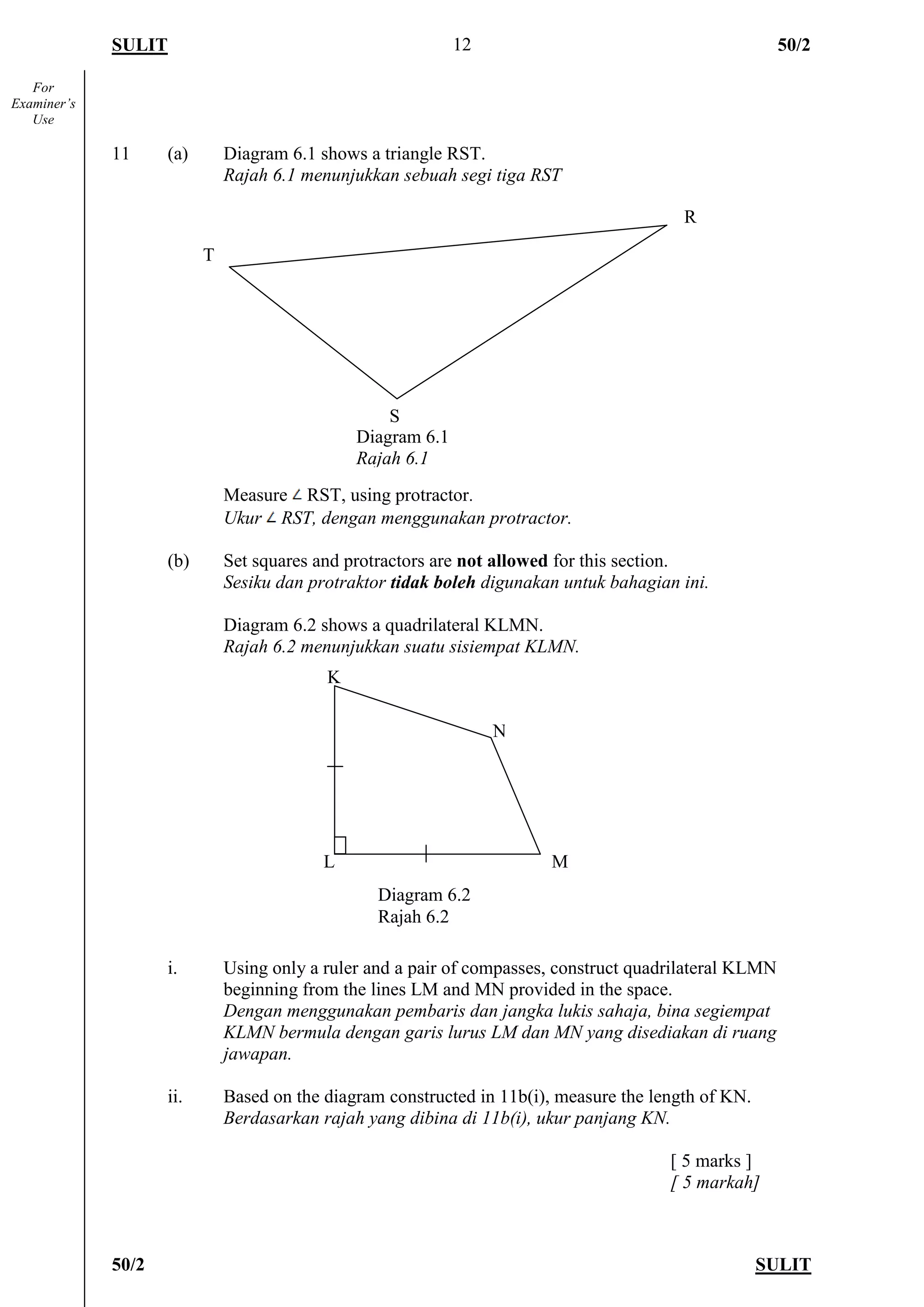 Percubaan PMR PPDJJ 2013- Math K2 | PDF