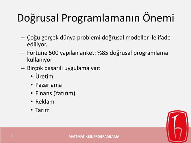 Doğrusal Programlama | PPTX