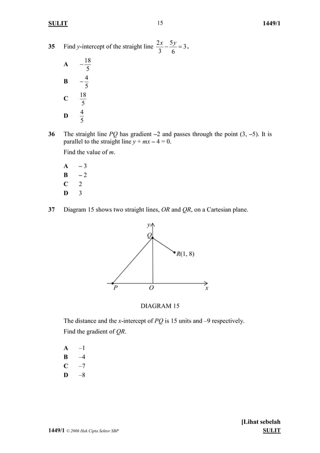 Matematik soalan kertas 1 | PDF