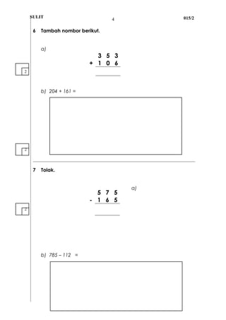 Matematik tahun 2 (kertas 2) 2018 | DOC