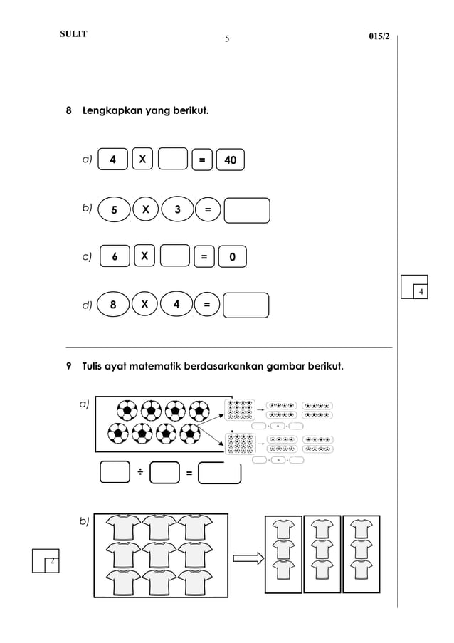 Matematik tahun 2 (kertas 2) 2018 | PDF