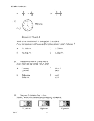 Matematik tahun 4 kertas 1 | PDF