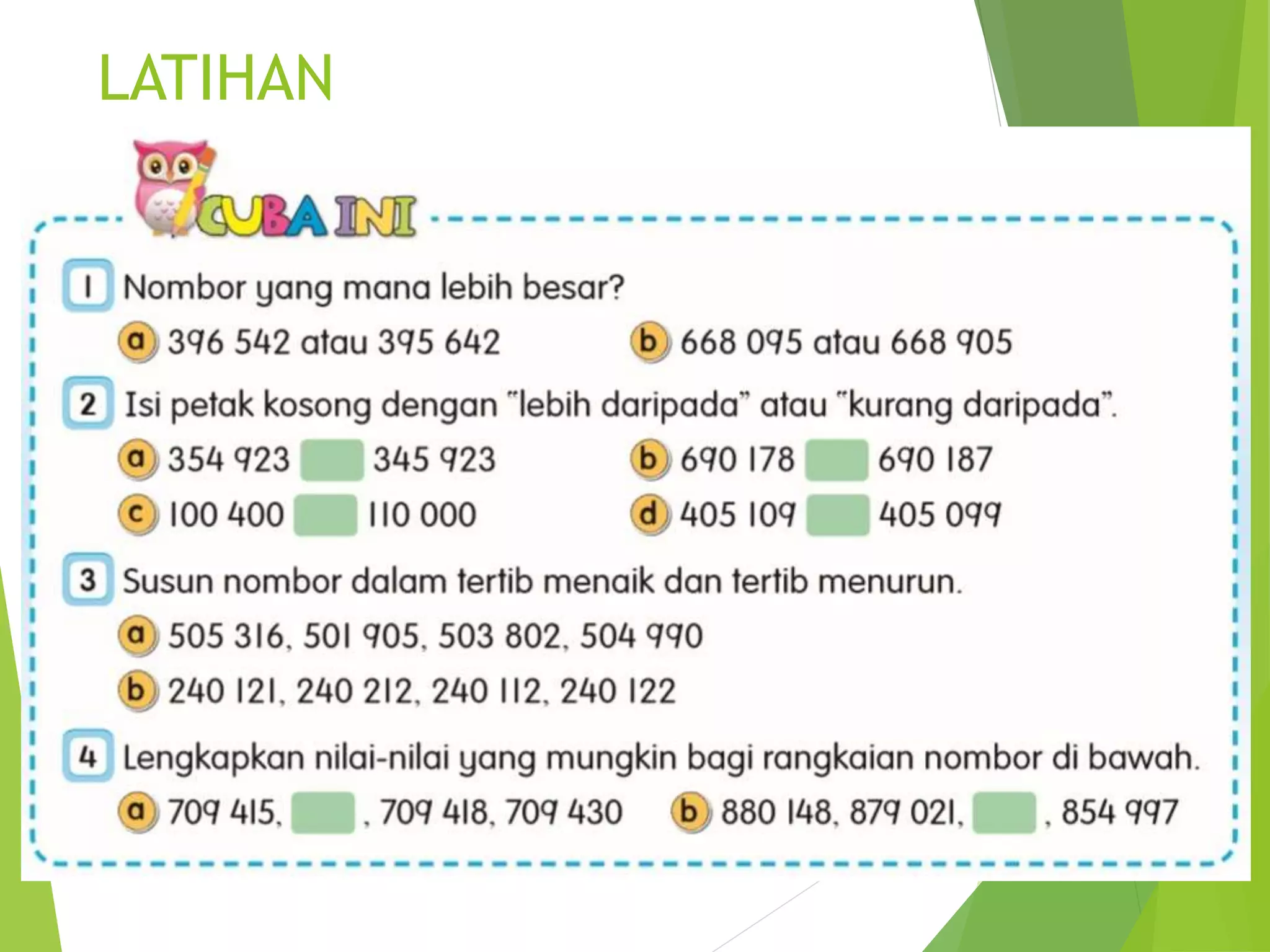 Matematik tahun 5 - banding dan susun nombor | PPTX