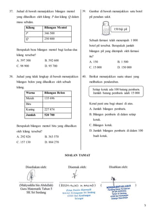 UJIAN SUMATIF 1 MATEMATIK TAHUN 5 2016 | DOCX
