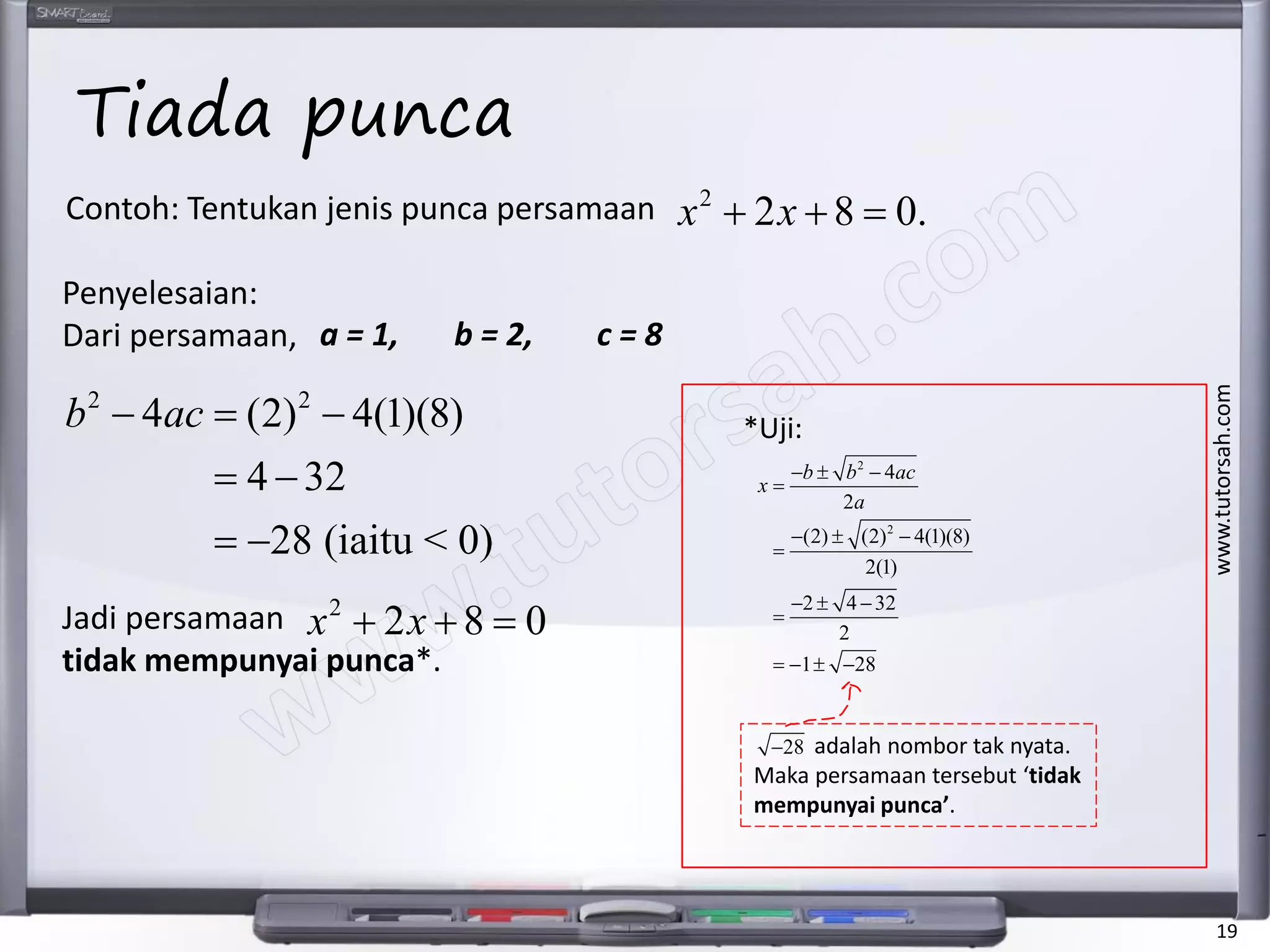 Matematik tambahan tingkatan 4 persamaan kuadratik {add math form 4 ...
