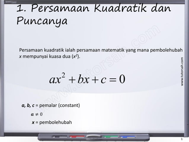 Matematik tambahan tingkatan 4 persamaan kuadratik {add math form 4 ...