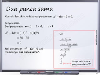 Matematik tambahan tingkatan 4 persamaan kuadratik {add math form 4 ...
