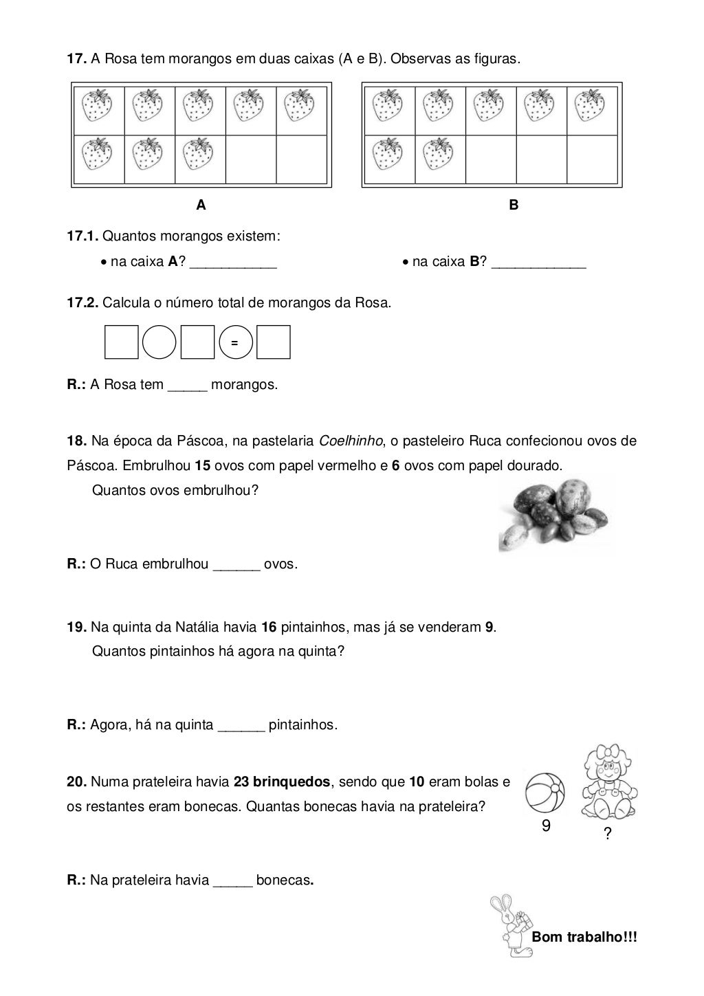 teste de avaliação trimestral de matemática 1º ano