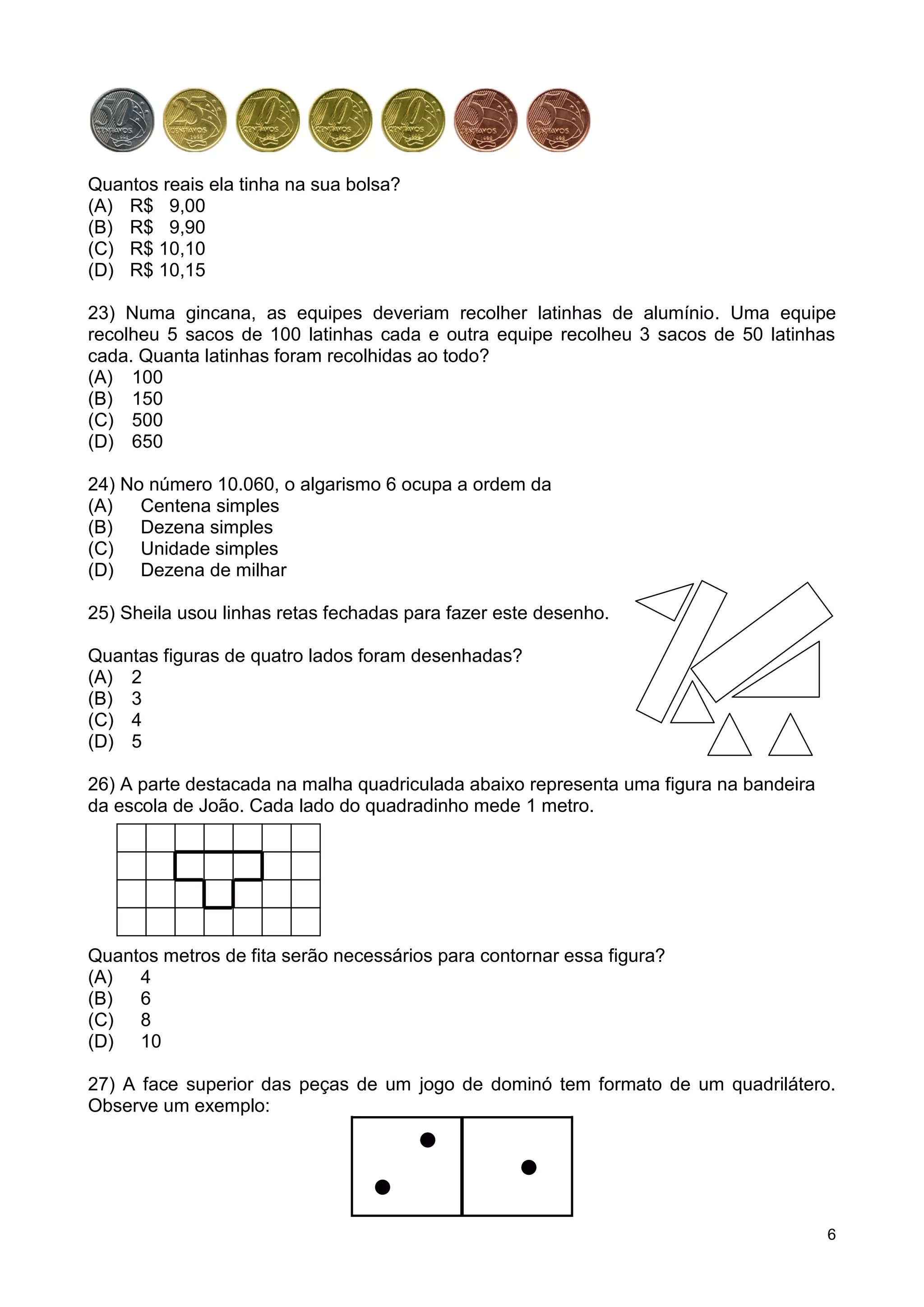 Matemática caderno de questôes (5º ano) - prova brasil | PDF