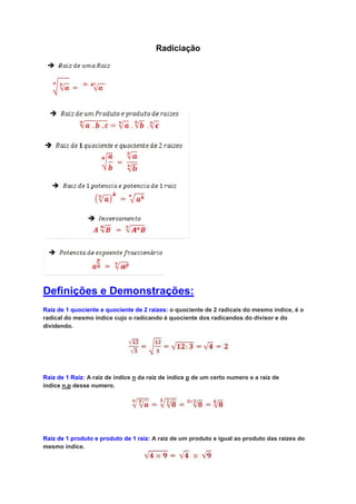 Matemática básica radiciação equações | PDF