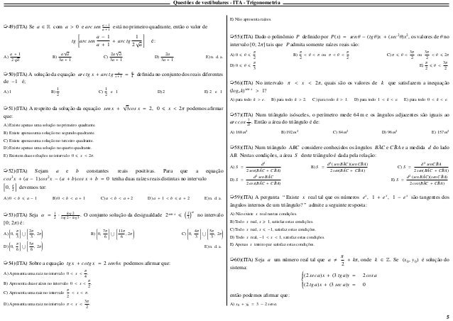 Matemática provas de vestibulares ita 1.101 questões + gabaritos