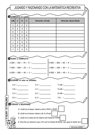 Hojas De Tarea De Matematicas Para 3er Grado