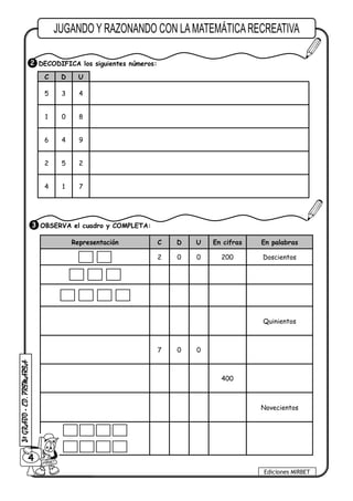 Hojas De Tarea De Matematicas Para 3er Grado