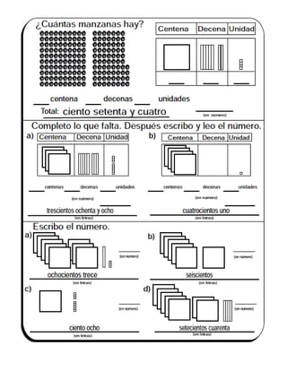 Centenas Decenas y Unidades Hundreds Tens Units - Educational Images ...