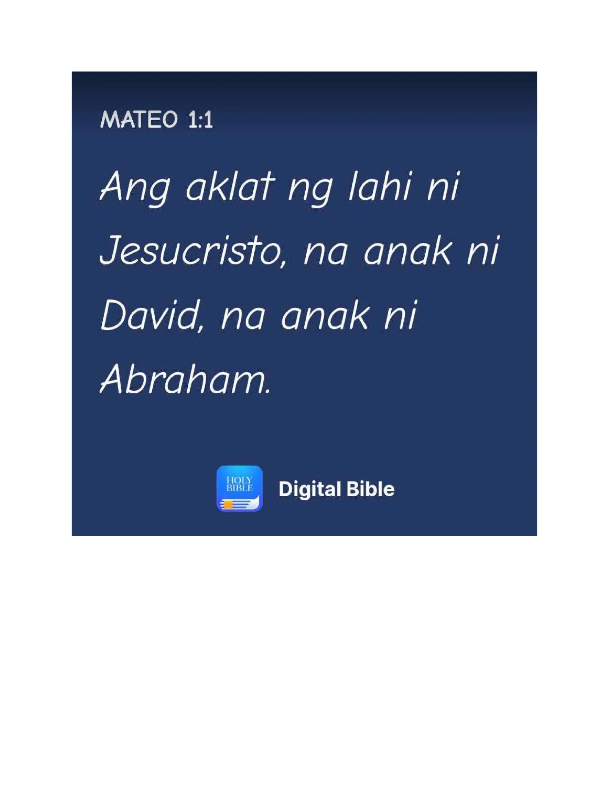Mateo Chapter One Ang Dating Biblia Tagalog | PDF