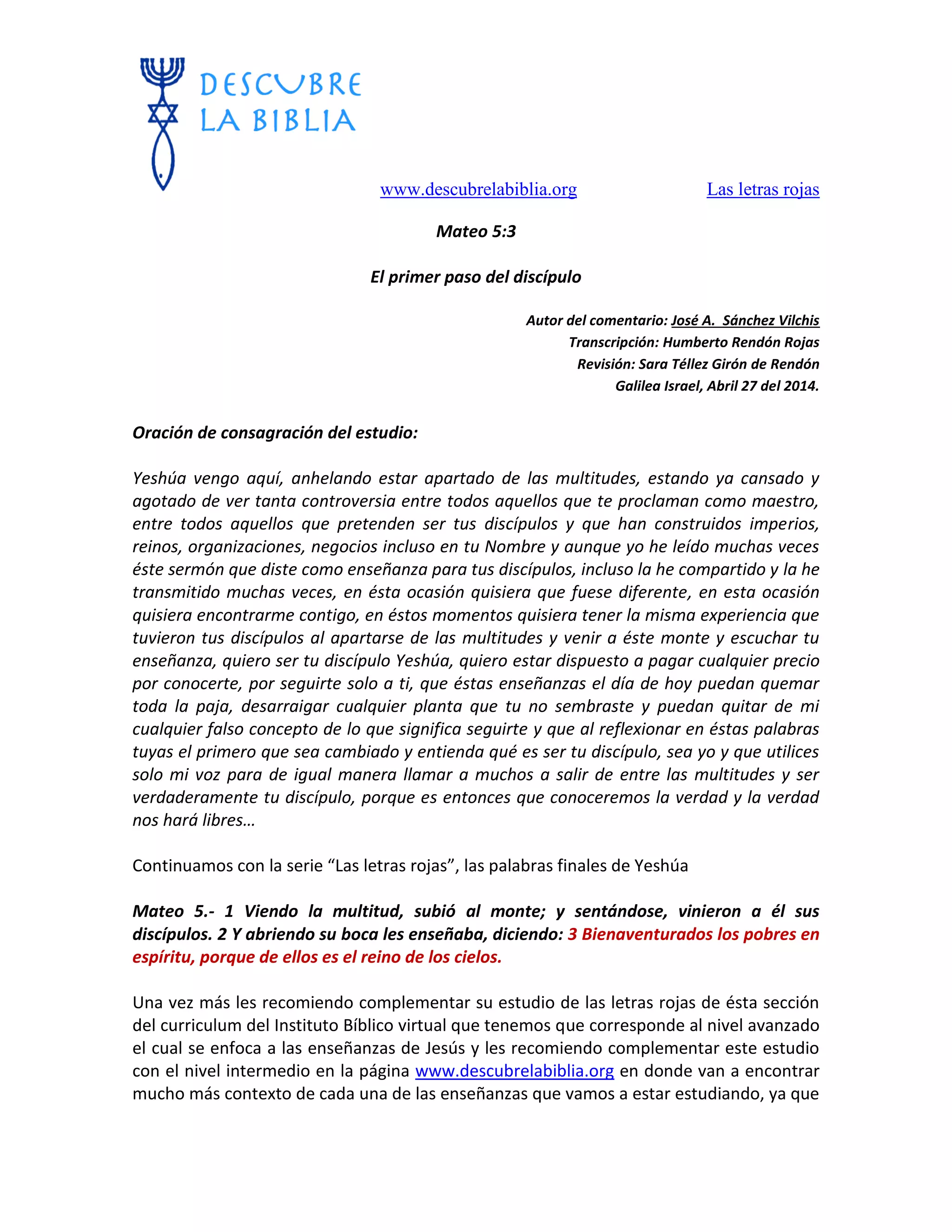 Mateo 5 3 el primer paso del discípulo | PDF