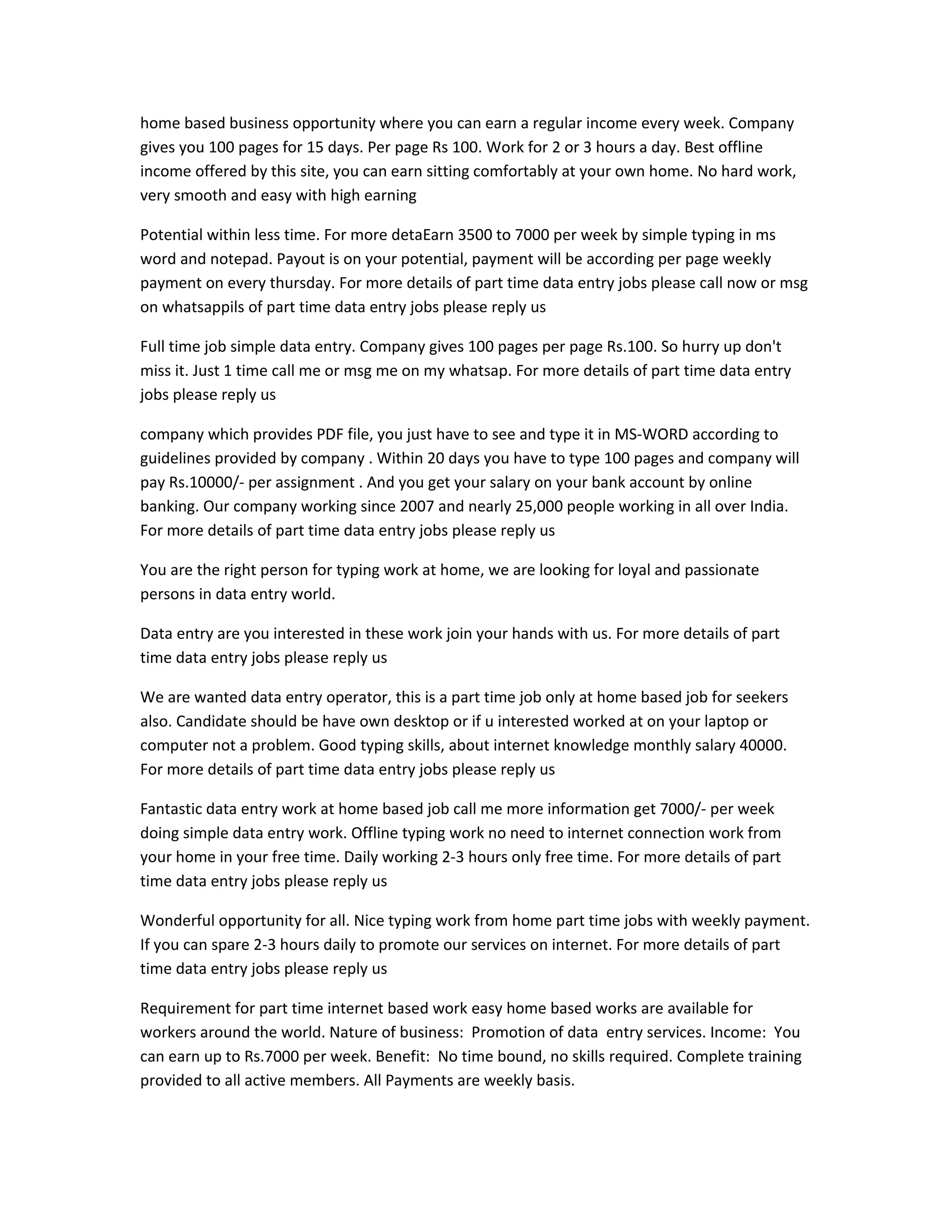 Easy & simple english typing work for male & female | PDF