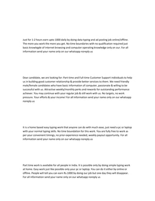 Easy & simple english typing work for male & female | RTF