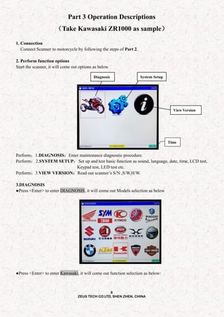 Master MST-3000 Motorcycle Diagnostic Scanner User manual | PDF