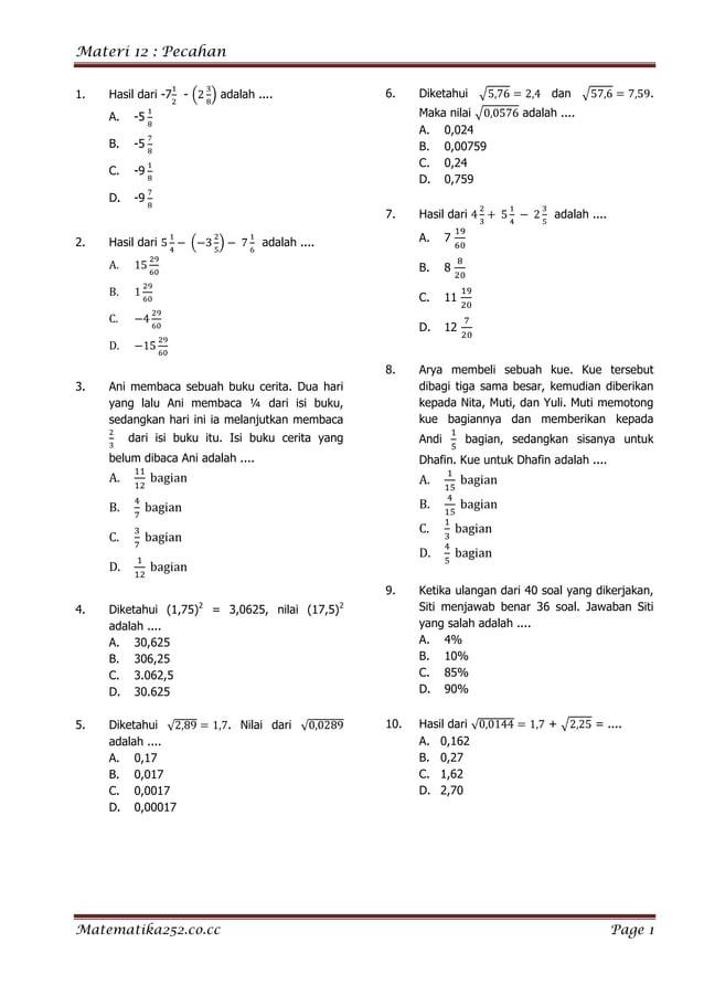 Materi 12 pecahan | PDF
