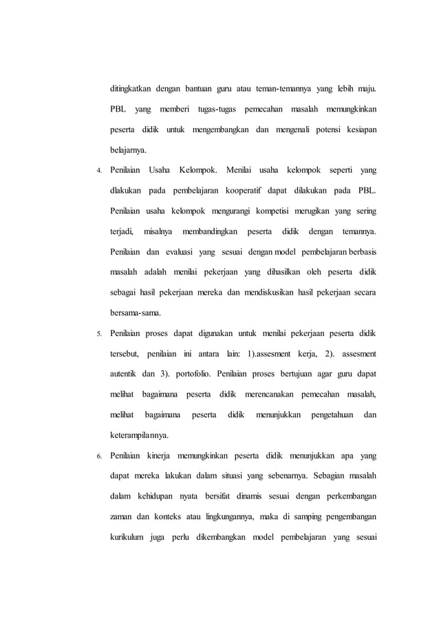 MAKALAH MODEL PEMBELAJARAN BERBASIS MASALAH ( PROBLEM BASED LEARNING ) TERLENGKAP | PDF