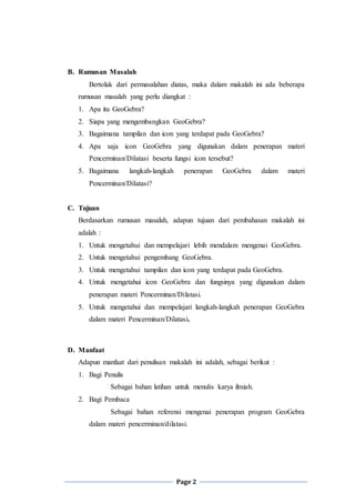 Konsep Pencerminan dan Dilatasi menggunakan GeoGebra | DOCX