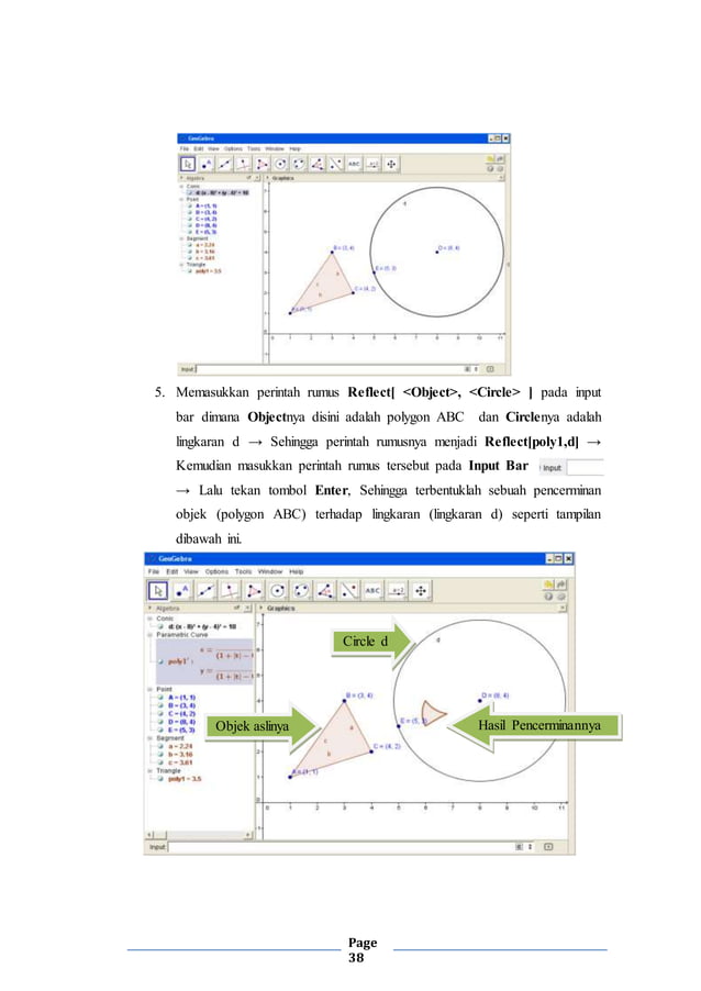Konsep Pencerminan dan Dilatasi menggunakan GeoGebra | DOCX