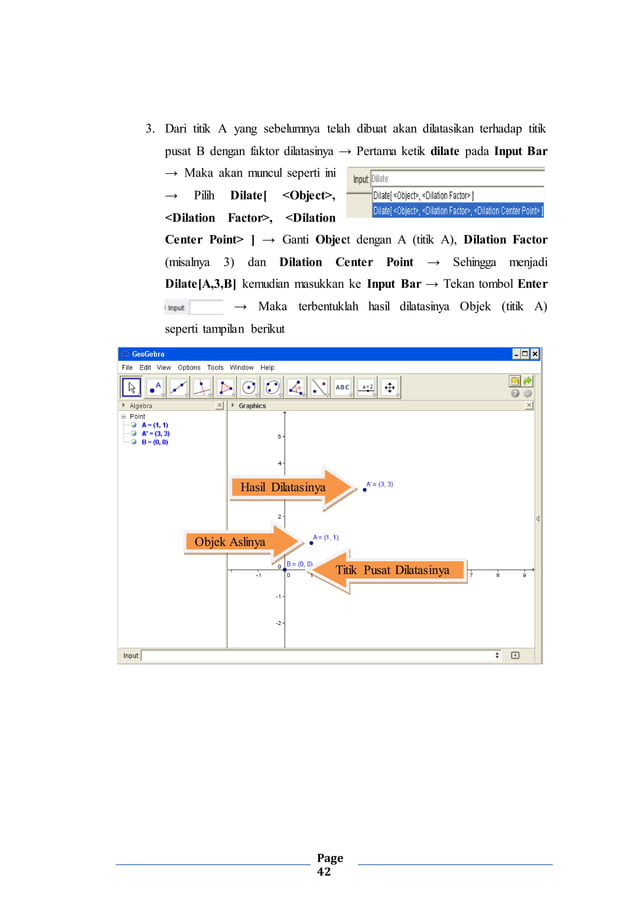 Konsep Pencerminan dan Dilatasi menggunakan GeoGebra | DOCX