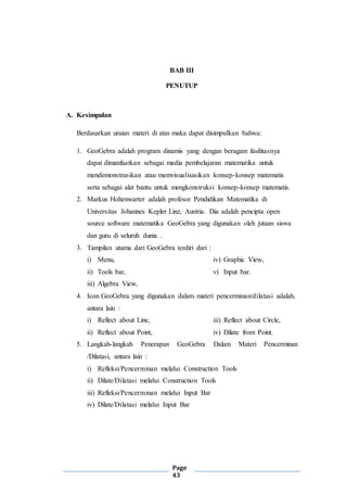 Konsep Pencerminan dan Dilatasi menggunakan GeoGebra | DOCX