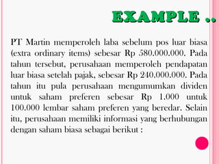 Sekuritas di lutif dan laba per saham | PPT