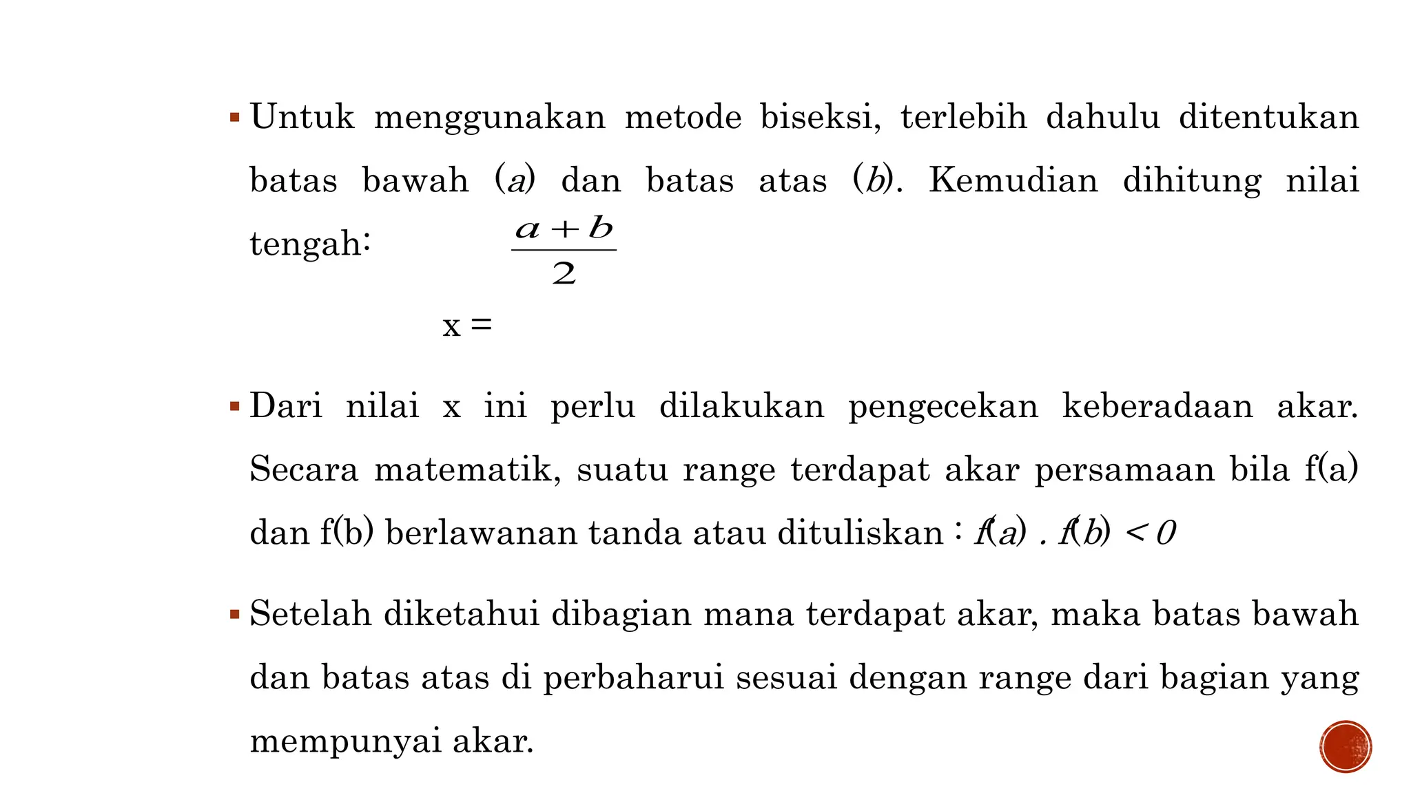 persamaan non linear materi-2-metode-biseksi | PPTX