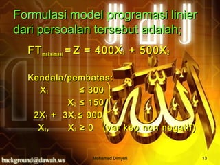 Materi 2 programasi linier dan solusi grafik | PPT