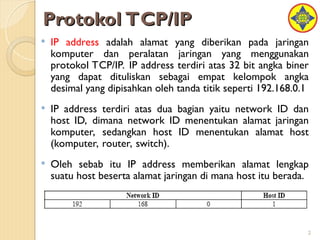 IP address adalah alamat yang diberikan pada jaringan komputer dan peralatan jaringan yang ...