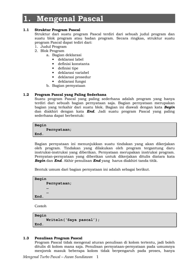 Materi dasar-pascal | PDF
