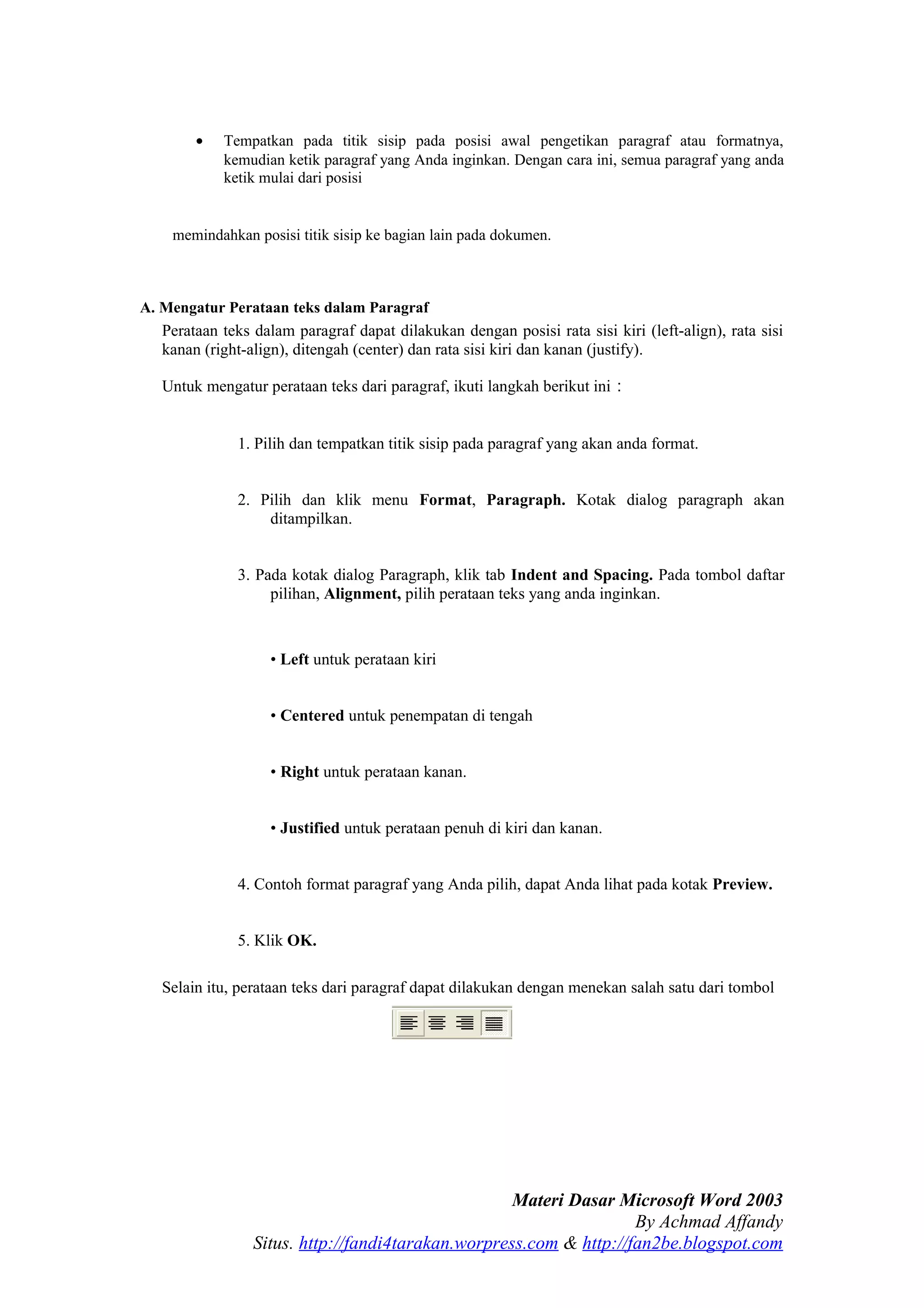 Materi dasar-word-2003 | PDF