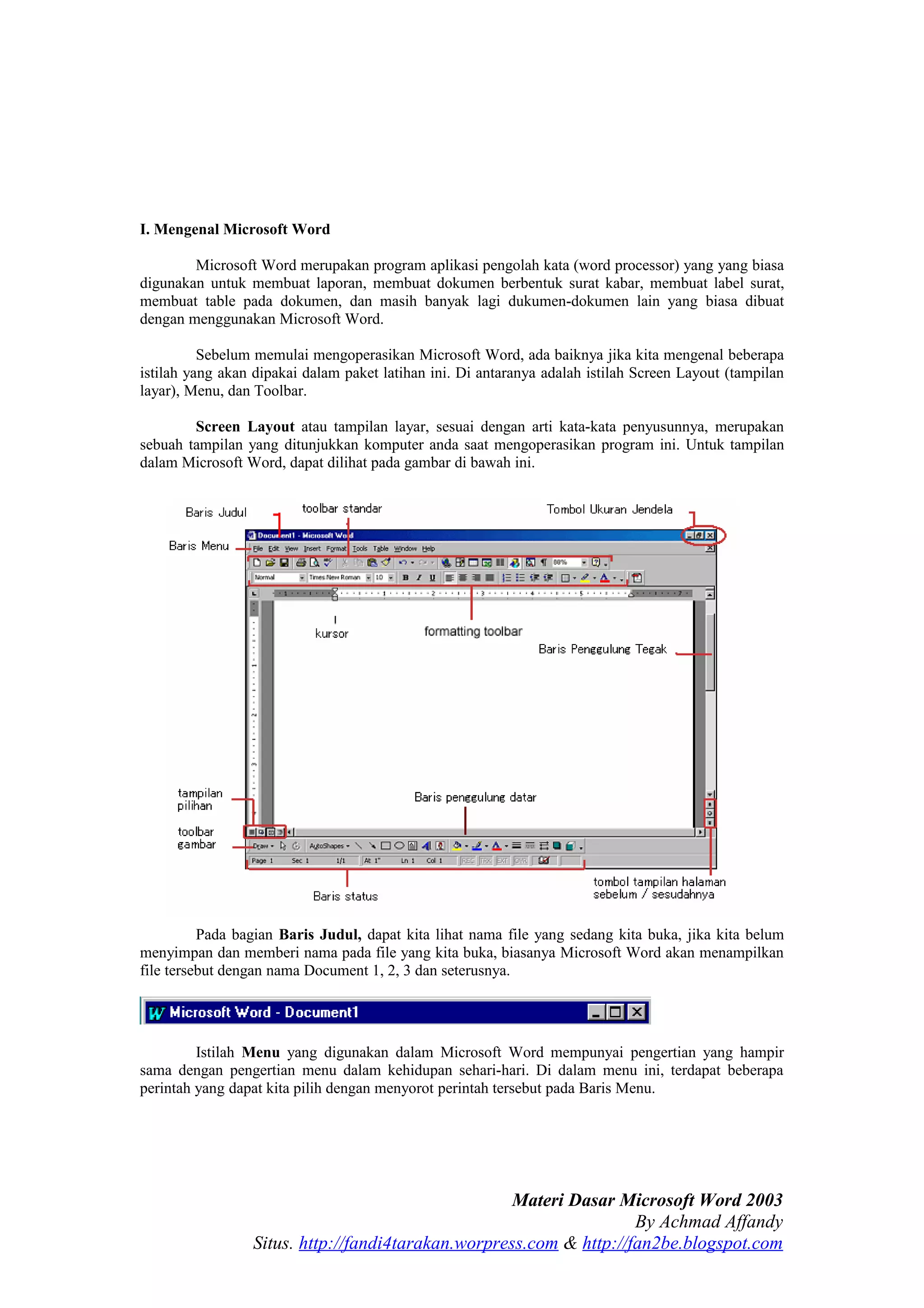 Materi dasar-word-2003 | PDF