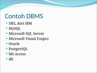 Materi Database Management System (DBMS) | PPT