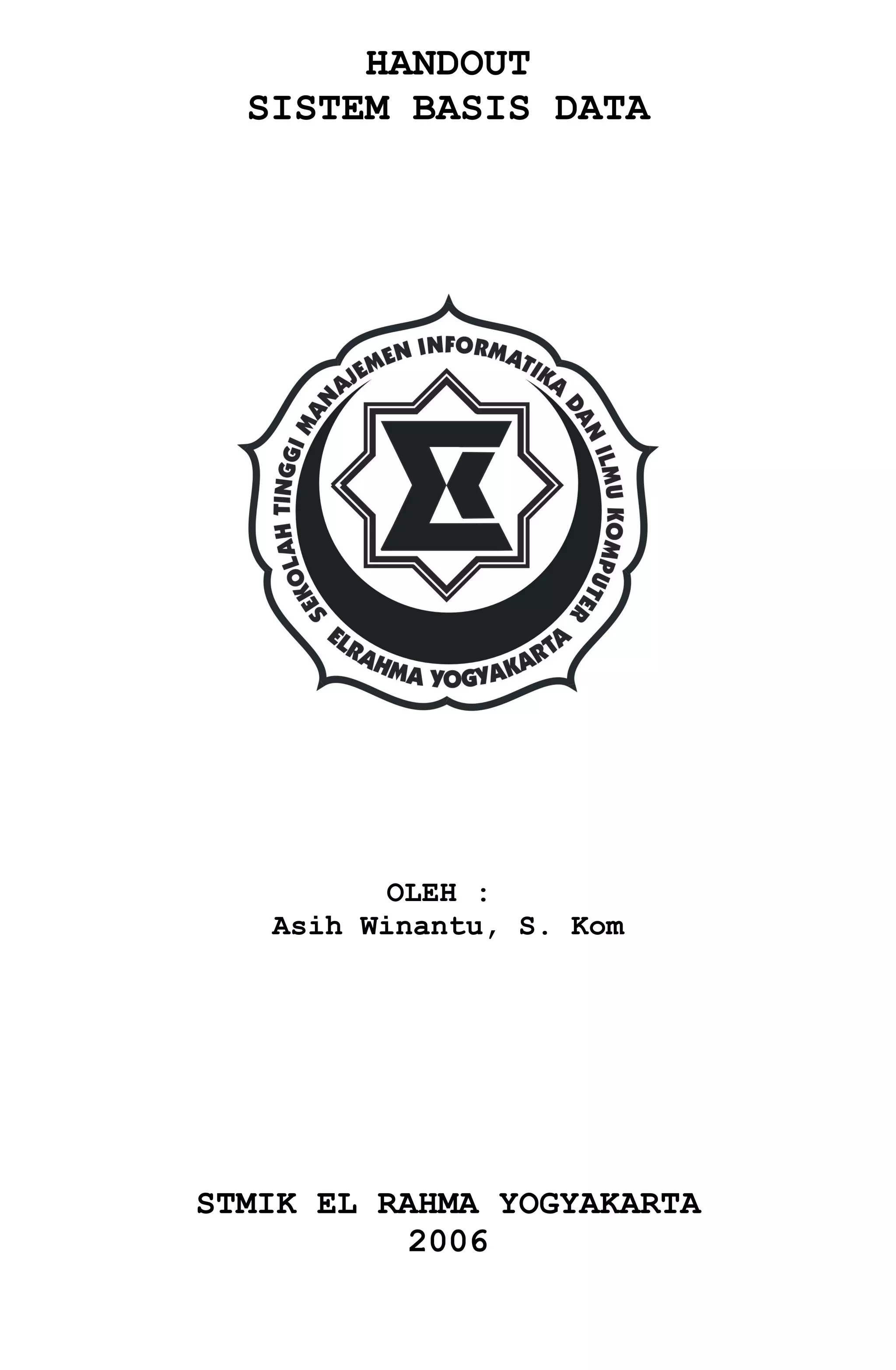 Materi kuliah-sistem-basis-data1 | DOC