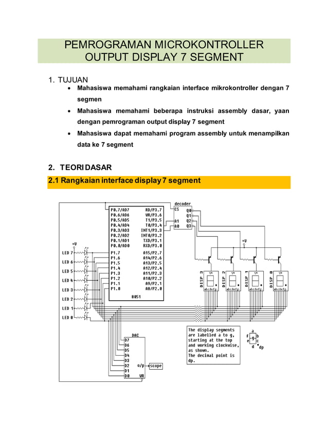 Materi praktek-10-pemrograman-output-display-7-segment | PDF