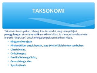 SEL,TAKSONOMI,ORGANISASI KEHIDUPAN | PPT