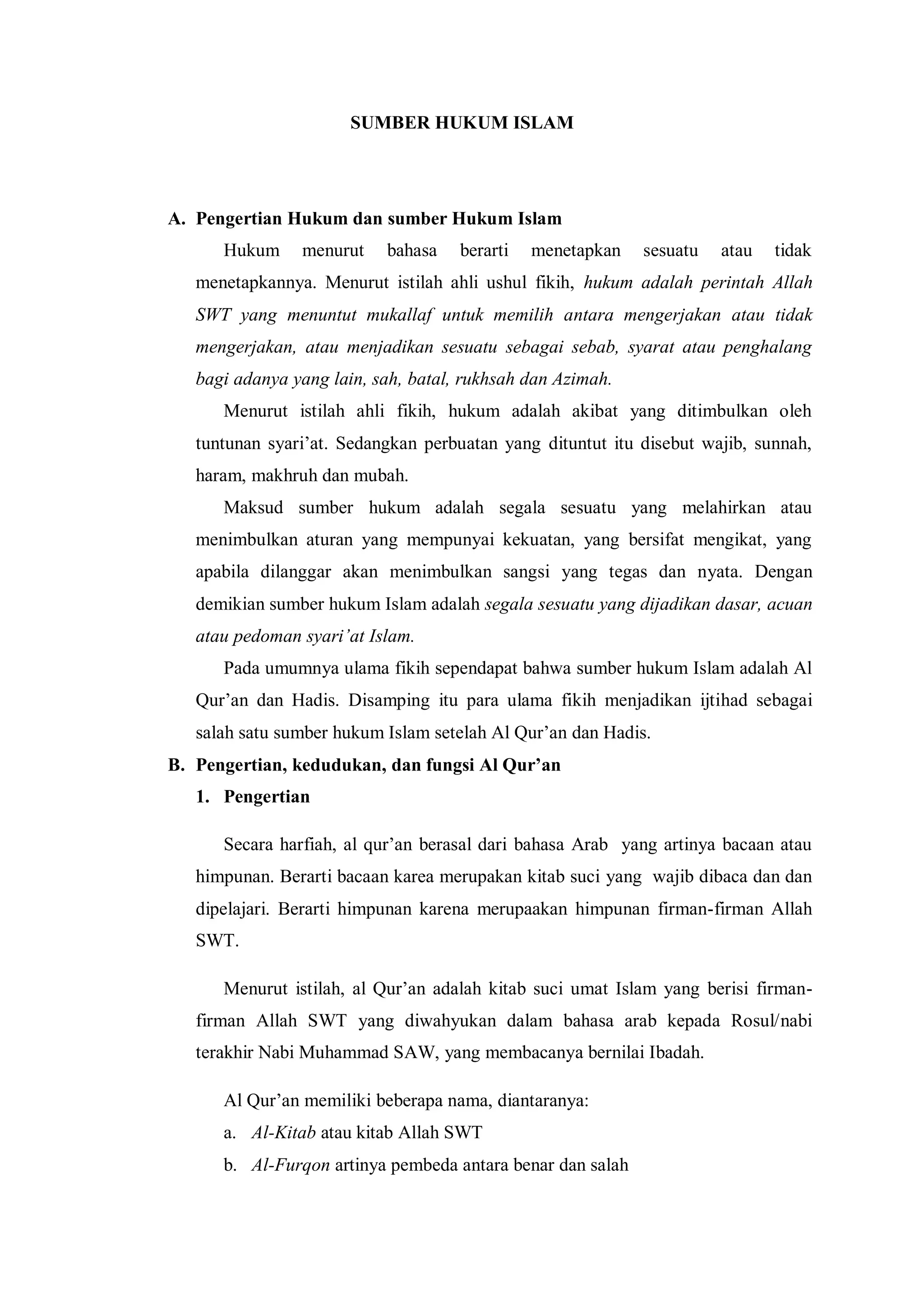 Materi sumber-hukum-islam | PDF