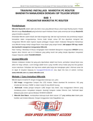 Materi workshop-instalasi mikrotik pc router with speedy | PDF