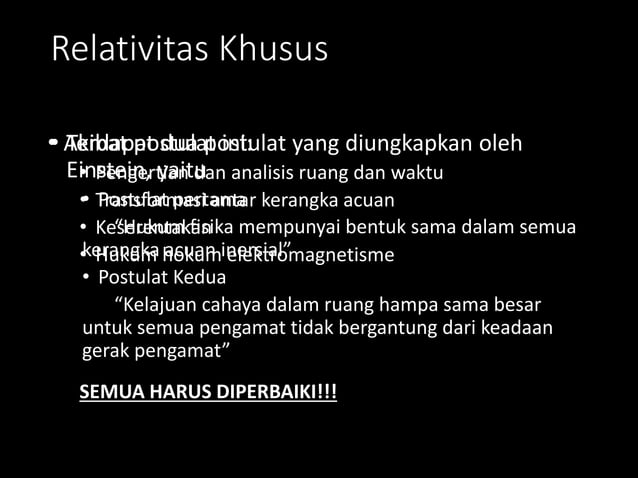 Materi 01 teori relativitas khusus (i) | PPTX